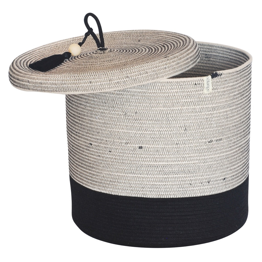 Lidded Cylinder Basket - Liquorice – Mia Mélange